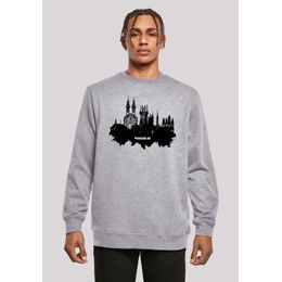 Kapuzenpullover F4NT4STIC "Cities Collection - Munich skyline", Herren, Gr. L, grau (erdgrau), Obermaterial: 50% Baumwolle, 50% Polyester, relaxed fit, Rundhals, Pullover Kapuzenpullover, Print