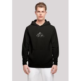 Kapuzenpullover F4NT4STIC "Mountain Berge Urlaub Winter Schnee Ski", Herren, Gr. 4XL, schwarz, Obermaterial: 50% Baumwolle, 50% Polyester, relaxed fit, Pullover Kapuzenpullover, Print