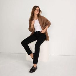 LANDS' END Unifarbene Straight Fit Jeans Mid Waist, Damen,  Schwarz, Elasthan/Baumwoll-Mischung/Polyester-Mischung, by Lands' End