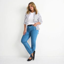 LANDS' END Straight Fit Recover Jeans Mid Waist, Damen,  Blau, Elasthan/Baumwoll-Mischung/Polyester-Mischung, by Lands' End