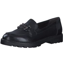 Tamaris Slipper, Loafer, Halbschuh, Schlupfschuh mit hübscher Schmuckspange schwarz 35 35 Klassischer Loafer mit kleinem, seitlichem Stretcheinsatz