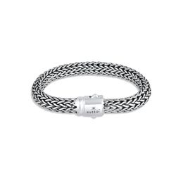 Kuzzoi Armband »Gliederarmband Basic Cool unisex 925 Silber« Silber 19cm Glieder-Armband Zopfdesign mit Kastenverschluss