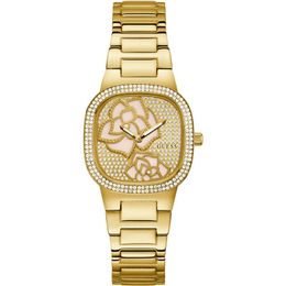 Guess Quarzuhr »ROSE BUD« Armbanduhr, Damenuhr goldfarben Schicke Damenarmbanduhr