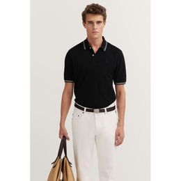 Bugatti Poloshirt mit Kontraststreifen und Bruststickerei 290-schwarz M M Aus reiner Baumwolle