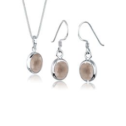 Elli Schmuckset &raquo;Quarz Braun 925 Sterling Silber&laquo; () Braun + braun onesize Schmuckset f&uuml;r Damen mit ovalen Quarzsteinen verleiht jedem Outfit einen...