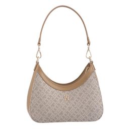 Tommy Hilfiger Umhängetasche »TH JACQUARD SHOULDER BAG« Damen Schultertasche, Minibag, Clutch mit TH-Logoschriftzug taupe-natur
