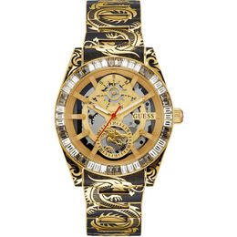 Guess Multifunktionsuhr &raquo;DRAGON&laquo; Armbanduhr, Quarzuhr, Herrenuhr schwarz-gelbgoldfarben Exquisite Herrenmultifunktionsuhr