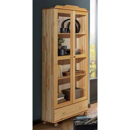 Pharao24.de Wohnzimmervitrinenschrank aus Kiefer Massivholz Landhausstil