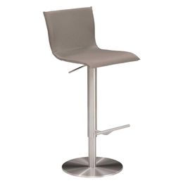 Pharao24.de Moderner Barhocker aus Echtleder in Taupe Stahl Gestell
