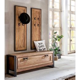 Pharao24.de Flurgarderobe im Loft Design Akazie Massivholz und Metall (dreiteilig)