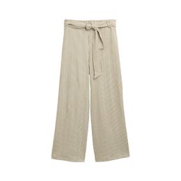 Tom Tailor Denim Damen High Waist Culotte Hose mit Bindegürtel, grün, Gestreift, Gr. M