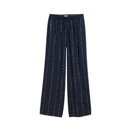 Tom Tailor Damen Loose Wide Leg Palazzo Hose, blau, Gemustert, Gr. 44/32