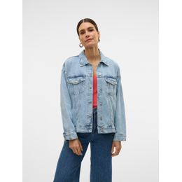 Véro Moda Jeansjacke VERO MODA "VMTESSA LS OVERSIZE DENIM JACKET GA NOOS", Damen, Gr. M (38), light blau denim detail:ra339, Web, Denim/Jeans, Obermaterial: 72% Baumwolle, 26% Polyester, 2% Elasthan, unifarben, modisch, oversize, Langarm, Jacken