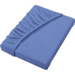 Biberna unisex Spannbetttuch blau, Gr&ouml;&szlig;e 1 St. 90x190 - 100x200 cm