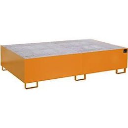 Bauer Regalwanne Typ RW/GR 2200-2, mit Gitterrost, orange RAL2000