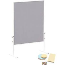 Maulsolid Moderationstafel, Filz, grau, B 1200 x H 1500 mm + Moderationskarten-Set mit 360 Karten und 200 Pin-Nadeln
