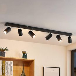 LINDBY Deckenstrahler Joffrey, 116 cm, schwarz, 6-flg., GU10