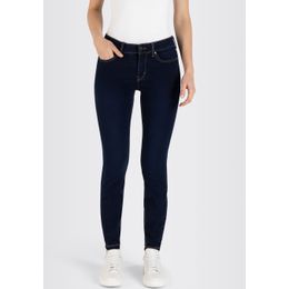 Skinny-fit-Jeans MAC "Dream Skinny", Damen, Gr. 38, Länge 32, blau (dunkelblau wash), Jeans, Obermaterial: 65% Baumwolle, 31% Polyester, 4% Elasthan, Abriebeffekte, casual, sehr figurbetont lang, Jeans, in hochelastische Qualität für den perfekten Sitz