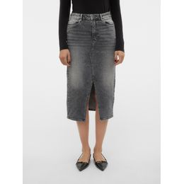 Véro Moda Maxirock VERO MODA "VMVERI HR CALF DENIM SKIRT GA NOOS", Damen, Gr. M (38), blau (medium grau denim), Denim/Jeans, Obermaterial: 99% Baumwolle, 1% Elasthan, unifarben, modisch, regular fit wadenlang, Röcke