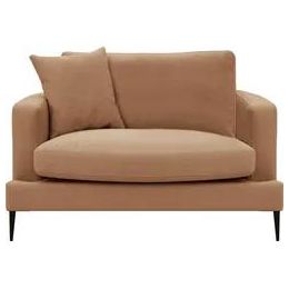 Sessel LEONIQUE "Cozy Loungesessel", orange (terra), B:91cm H:80cm T:97cm, Samtoptik (100% Polyester), Struktur (100% Polyester), Sessel, Einzelsessel XXL-Sessel, mit Metallbeinen und Zierkissen