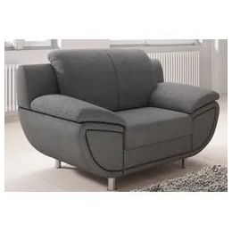 Sessel Trendmanufaktur "Rondo II, Loungesessel zeitlos und bequem", grau (hellgrau), B:121cm H:85cm T:94cm, Struktur (100% Polyester), Sessel, Polstersessel XXL-Sessel, wahlweise mit komfortablem Federkern, mit extra breiten Armlehnen