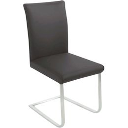 K+w Komfort & Wohnen Freischwinger K+W KOMFORT & WOHNEN "Santos III", braun (schoko 78, edelstahlfarbig), B:47cm H:99cm T:62cm, Stühle, mit Sattlernaht, Gestell aus Edelstahl, hochwertiger Sitzkomfort