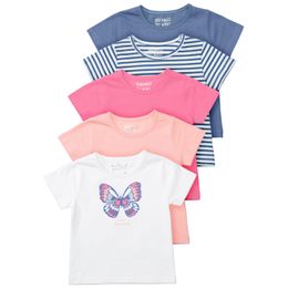 T-Shirt STACCATO "Schmetterling", Mädchen, Gr. 104/110, weiß, Oberstoff: 100% Baumwolle., Rundhals, Kurzarm, Shirts, 5-er Set