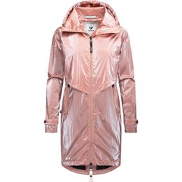 Langmantel Ragwear "Frodik Shine", Damen, Gr. L (40), rosa (altrosa), Obermaterial: 100% Nylon, Innenfutter: 100% Polyester, modisch, oversize kniefrei, hoch geschlossener Ausschnitt, Langarm verstellbar,Ärmel ohne Ärmelschlitz Umschlagbund mit Druckknopf,verstellbar, Mäntel, oversized Damen Parka im Metallic-Look