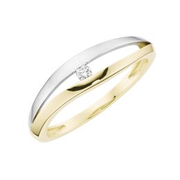 Diamantring Luigi Merano "mit Brillant, Gelbgold 585" Gr. 58, gold (goldfarbig, silberfarbig, bicolor), Fingerringe, Damen, 58, SI = kleine Einschlüsse, Gelbgold 585