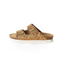 Bayton Pantolette 'Athena' Damen Gr&ouml;&szlig;e 41 gold / wei&szlig;