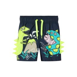 name it Badeshorts 'NMMMIFI PEPPA' Jungen Größe 122 beige / navy / türkis / apfel