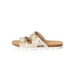 Bayton Pantolette 'Astrakan' Damen Gr&ouml;&szlig;e 42 beige / gold / schwarz