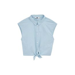 WE Fashion Bluse M&auml;dchen Gr&ouml;&szlig;e 122/128 hellblau / offwhite