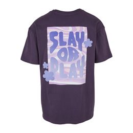 Lost Youth Shirt 'Slay or Play' Herren Gr&ouml;&szlig;e M aubergine / flieder / helllila / wei&szlig;