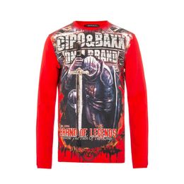 Cipo & Baxx CIPO & BAXX Sweatshirt Herren Gr&ouml;&szlig;e XXL anthrazit / mischfarben / rot