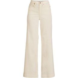 LANDS' END High Waist Jeans mit weitem Bein, Damen,  Wei&szlig;, Elasthan/Baumwoll-Mischung/Polyester-Mischung, by Lands' End