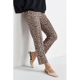 Rich & Royal Bundfaltenhose RICH & ROYAL, Damen, Gr. M, N-Gr, braun, Strick, Obermaterial: 94% Polyester, 6% Elasthan, casual, Hosen, mit Leo-Print