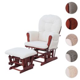 Mendler Relaxsessel HWC-C76, Schaukelstuhl Sessel Schwingstuhl + Hocker Stoff Boucl&eacute; 480g/m˛ &Ouml;ko-Tex ~ Varia 109033