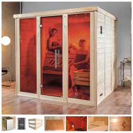 Sauna Weka "Kemi Panorama", beige (naturbelassen), Saunaofen, externe Steuerung, 7,5 kW, Saunen, 7,5 kW Ofen mit ext. Steuerung