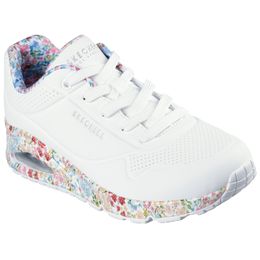 Sneaker Skechers "UNO-MAJESTIC GARDEN", Damen, Gr. 35, bunt (wei&szlig; bunt), Lederimitat, gebl&uuml;mt, Schuhe Sneaker, Keilsneaker, Plateausneaker mit bedruckter Sohle