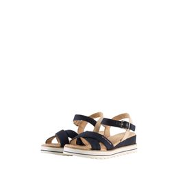 Tom Tailor Damen Sandalen mit Keilabsatz, blau, Uni, Gr. 36