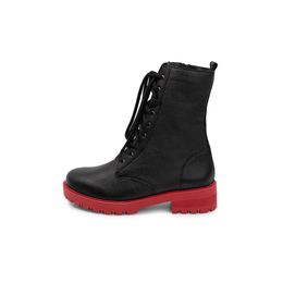 vitaform attraktive Stiefelette Hirschleder schwarz/rot