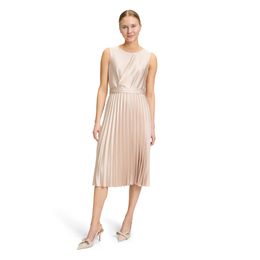 BETTY & CO Chiffonkleid BETTY & CO "Betty & Co Chiffonkleid mit Plissee", Damen, Gr. 40, Normalgrößen, beige, Obermaterial: 97% Polyester, 03% Elasthan. Futter: 100% Polyester., feminin, figurumspielend lang, Rundhals, ohne Ärmel, Kleider, Plissee