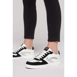 Sneaker SOCCX, Damen, Gr. 37, schwarz, Leder, Synthetik, mehrfarbig, Schuhe Sneaker, mit Zehenkappe aus Veloursleder