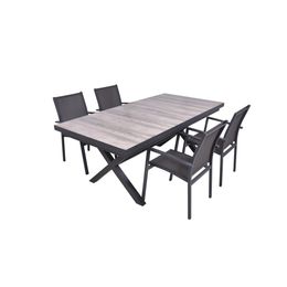 Garden Pleasure Gartenmöbel-Set 'Rana/Elena' dunkelgrau 5-teilig