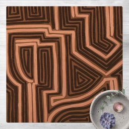 Bilderwelten Kork-Teppich Abstrakt braun originell Korkmatte - Raus aus dem Labyrinth - Geometrisch Wohnzimmer Schlafzimmer