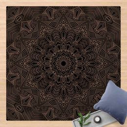 Bilderwelten Kork-Teppich Illustration silber Spirituell Korkmatte - Mandala Stern Muster silber schwarz - Ornamente Wohnzimmer Schlafzimmer