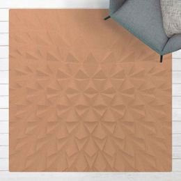 Bilderwelten Kork-Teppich Abstrakt weiss 3D-Effekt - Geometrisches Muster 3D Effekt - Deko Wohnzimmer Schlafzimmer