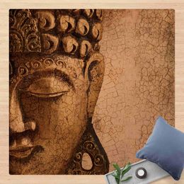 Bilderwelten Kork-Teppich Vintage gold Spirituell Korkmatte - Vintage Buddha - Retro Wohnzimmer Schlafzimmer
