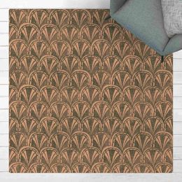 Bilderwelten Kork-Teppich Vintage t&uuml;rkis Korkmatte - Vintage Muster Art Deco B&ouml;gen - Geometrisch Wohnzimmer Schlafzimmer